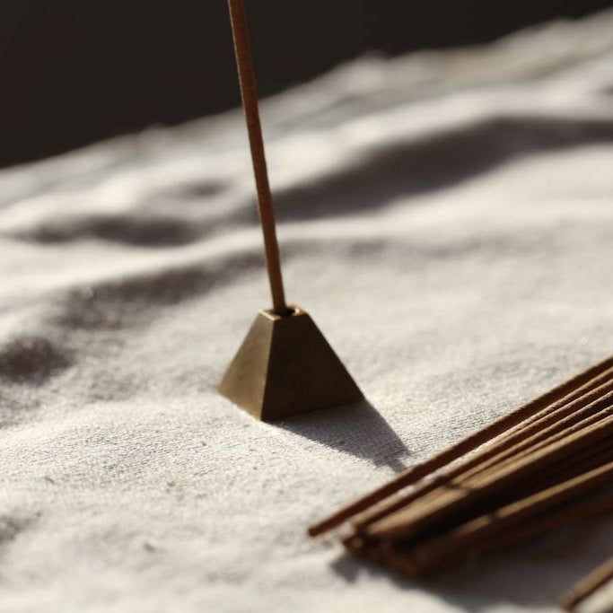 Pyramid Incense Stick Holder - Brushed Gold Brass – Ume